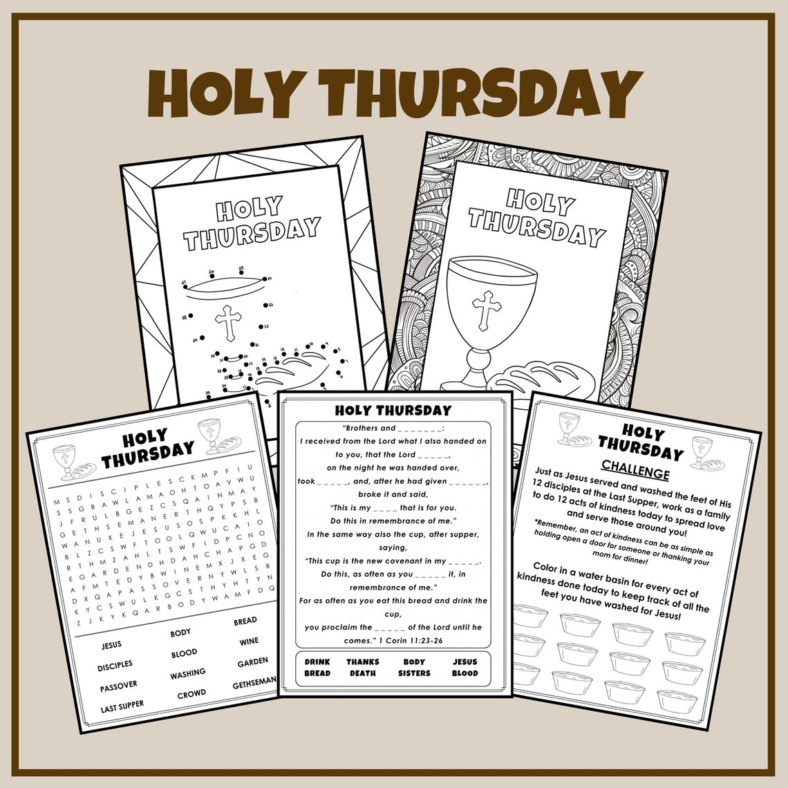 Holy Week Activities Bundle - Printable Activities for Holy Week - PDF Download Coloring Pages ...