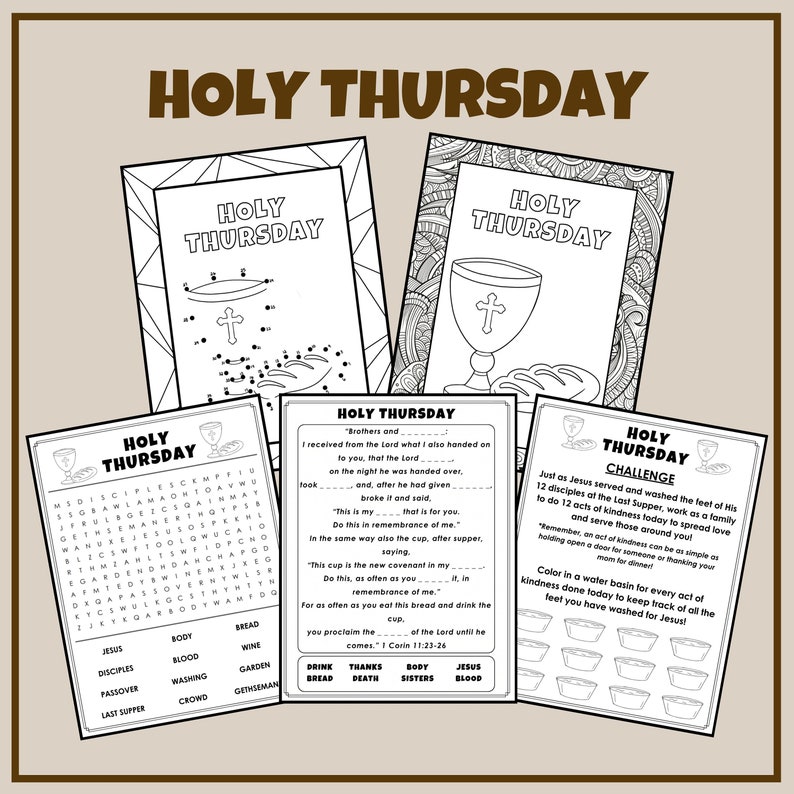 Holy Week Activities Bundle - Printable Activities for Holy Week - PDF ...