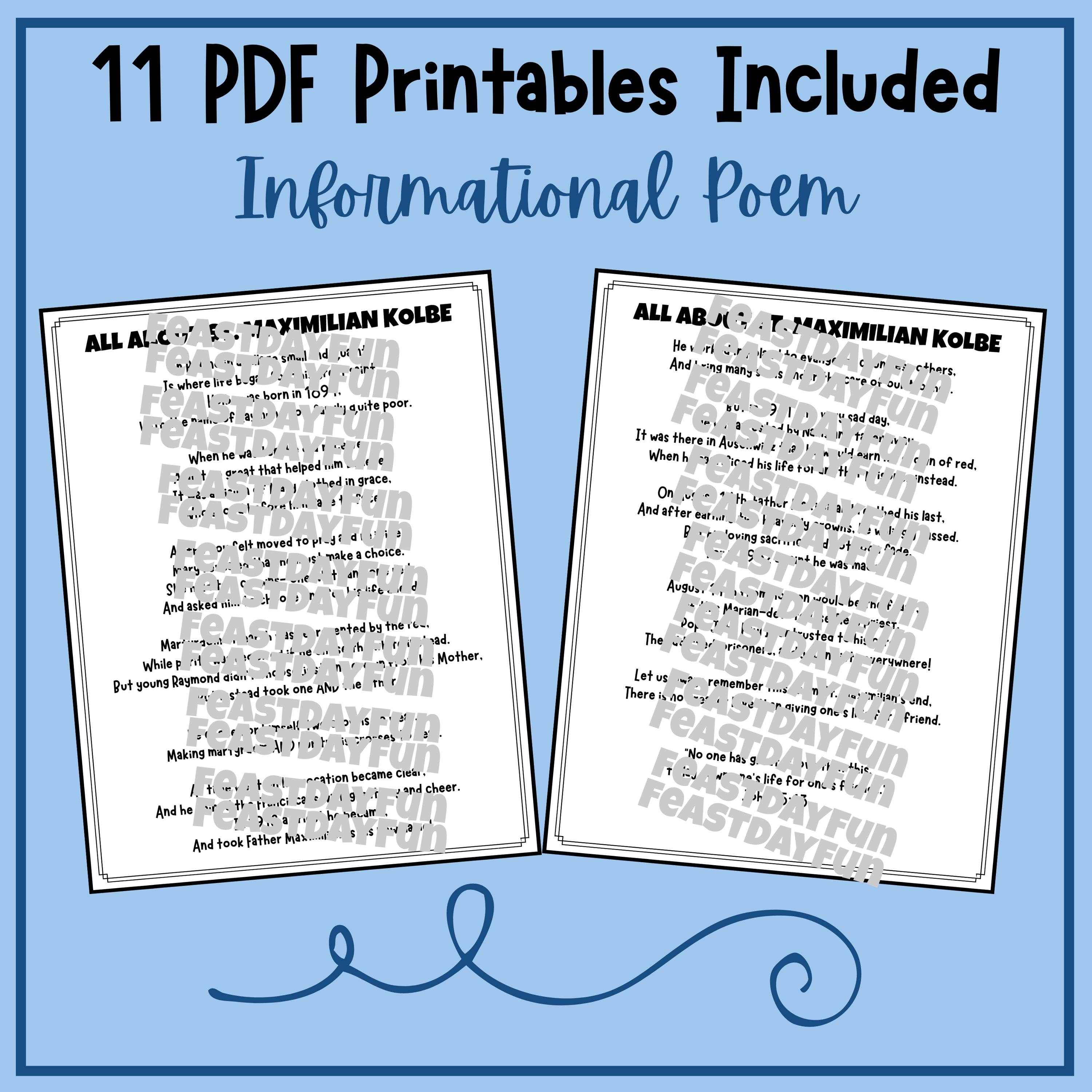 St. Maximilian Kolbe Feast Day Kids Activities Printables Catholic ...