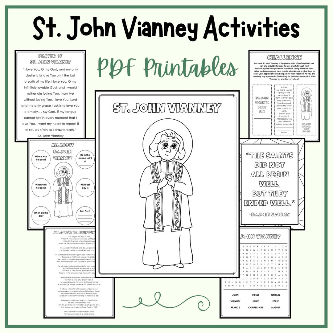 St John Vianney Printables August Feast Day Activities Poem and ...