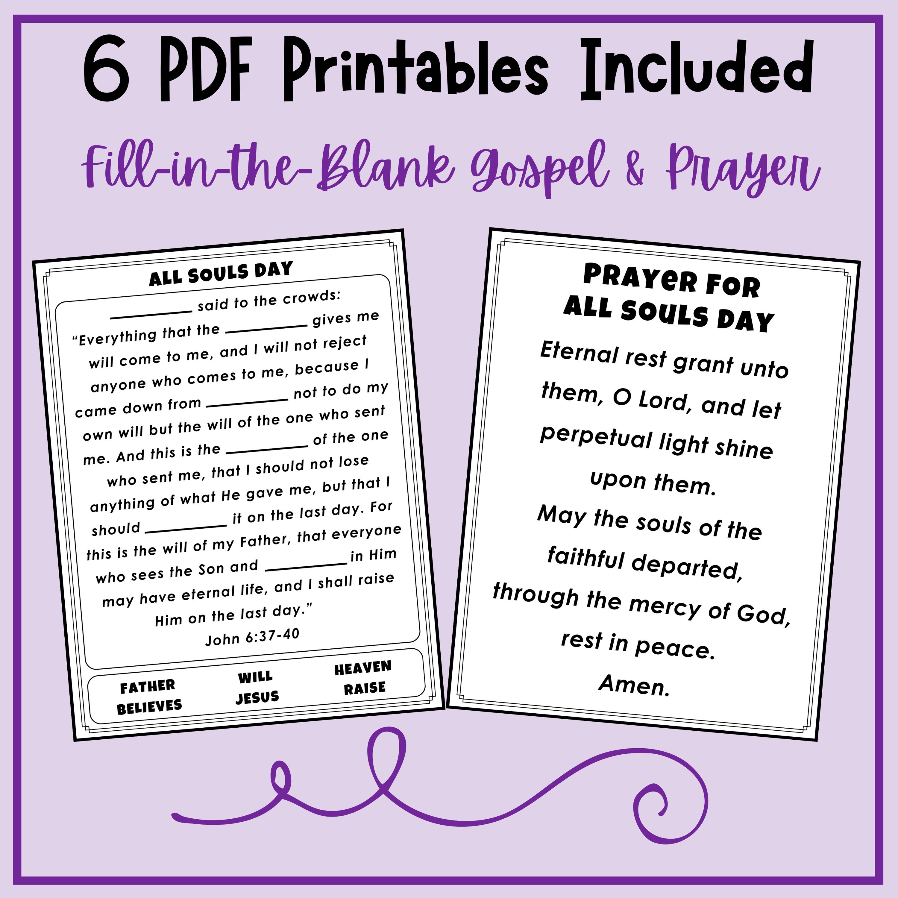 All Souls Day Kids Printable Activities Coloring Pages Word Search ...