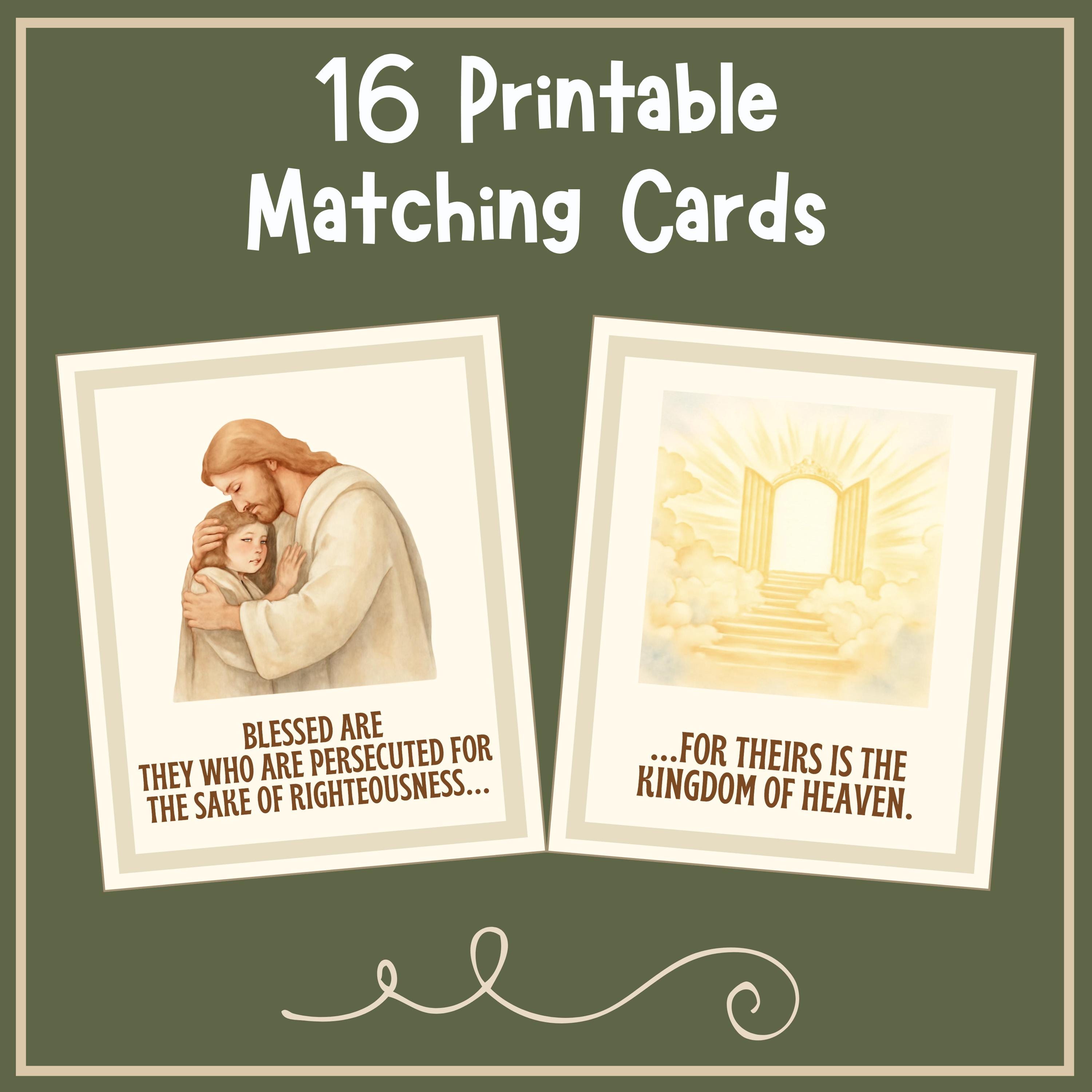 Beatitudes Matching Cards Printable Mass Bible Games Activities Kid ...