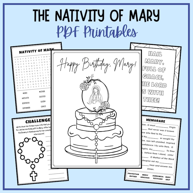 Nativity of Mary Catholic Kids Printable | Birthday Feast Day of Mary ...