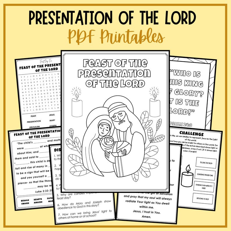 Feast of the Presentation of the Lord Jesus Kids Printable Coloring ...