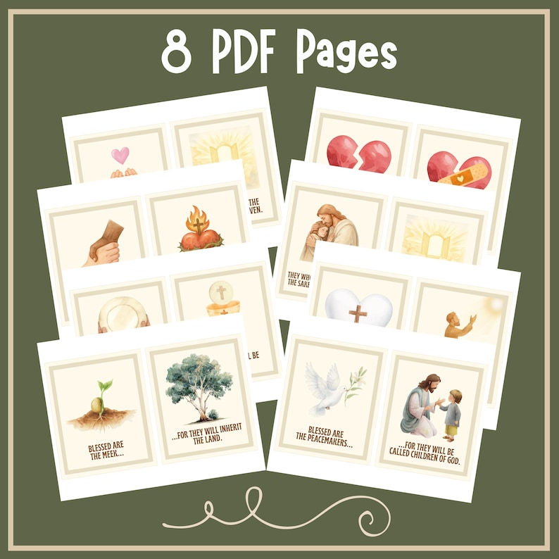 Beatitudes Matching Cards Printable Mass Bible Games Activities Kid ...