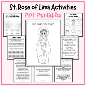 St Rose of Lima Kids Printables August Feast Day Activities Poem and Coloring Pages for Catholic ...