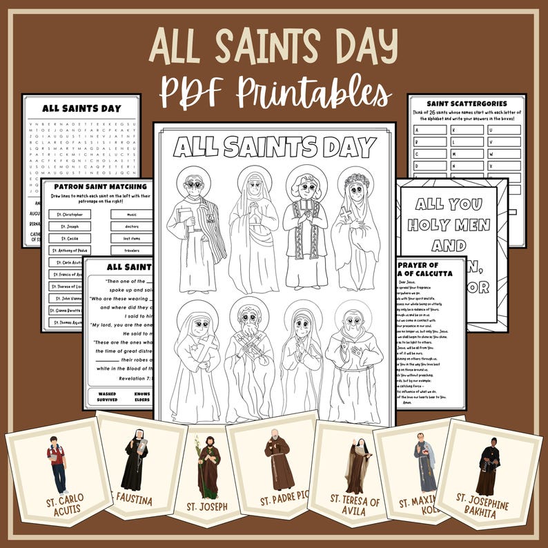 All Saints Day Kids Printable Activities Banner Decor Coloring Pages ...
