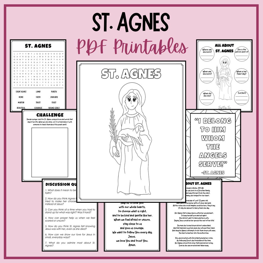 St. Agnes Feast Day Kids Activities Printable Catholic Worksheets ...