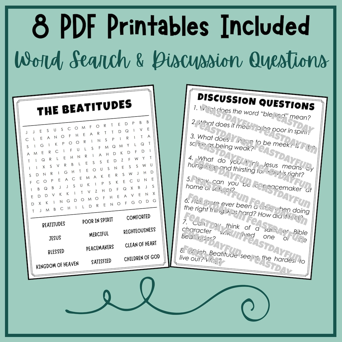 Beatitudes Printable Activities Coloring Word Search Crossword Mass ...