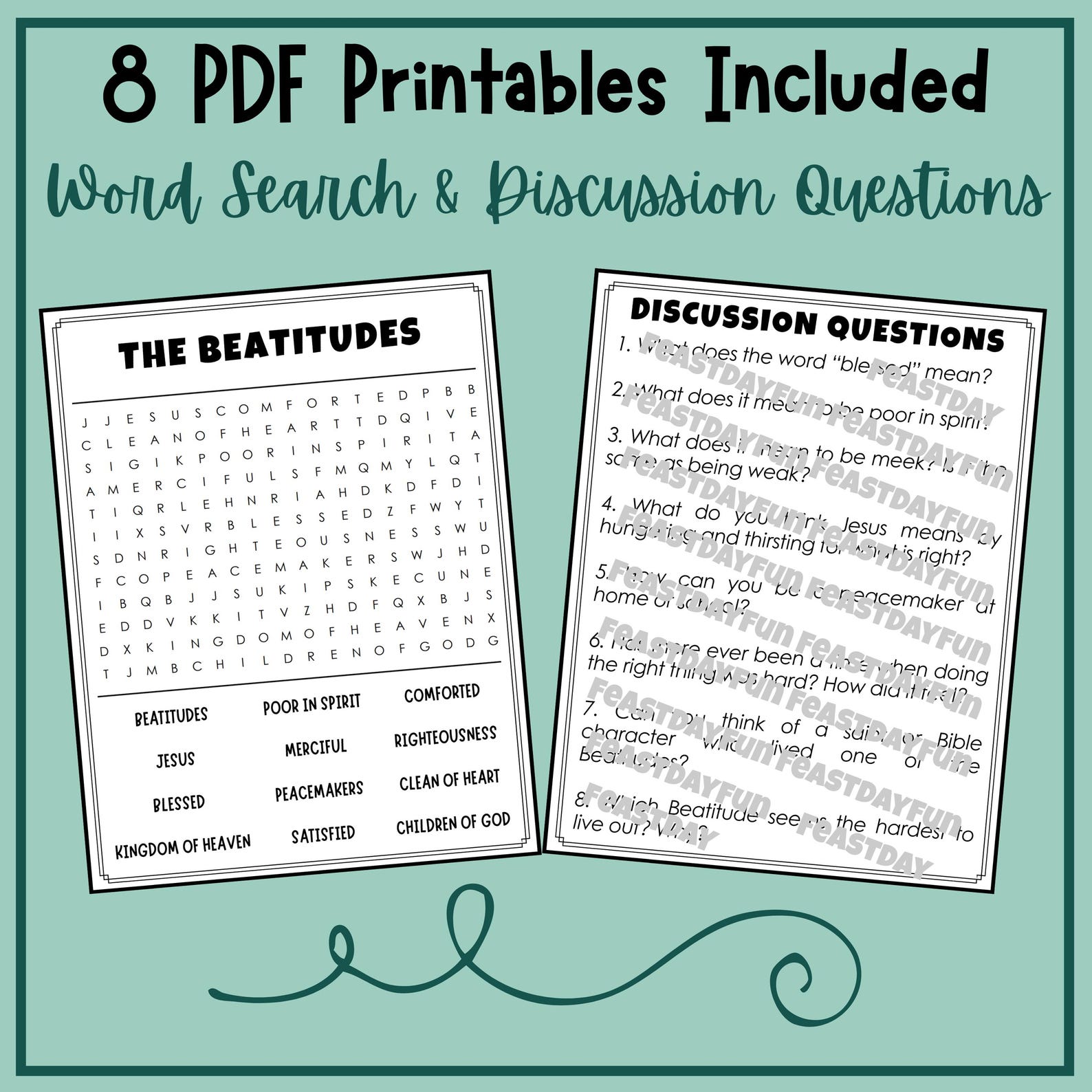 Beatitudes Printable Activities Coloring Word Search Crossword Mass ...