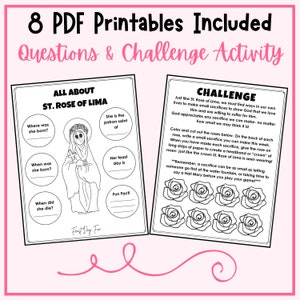 St Rose of Lima Kids Printables August Feast Day Activities Poem and ...