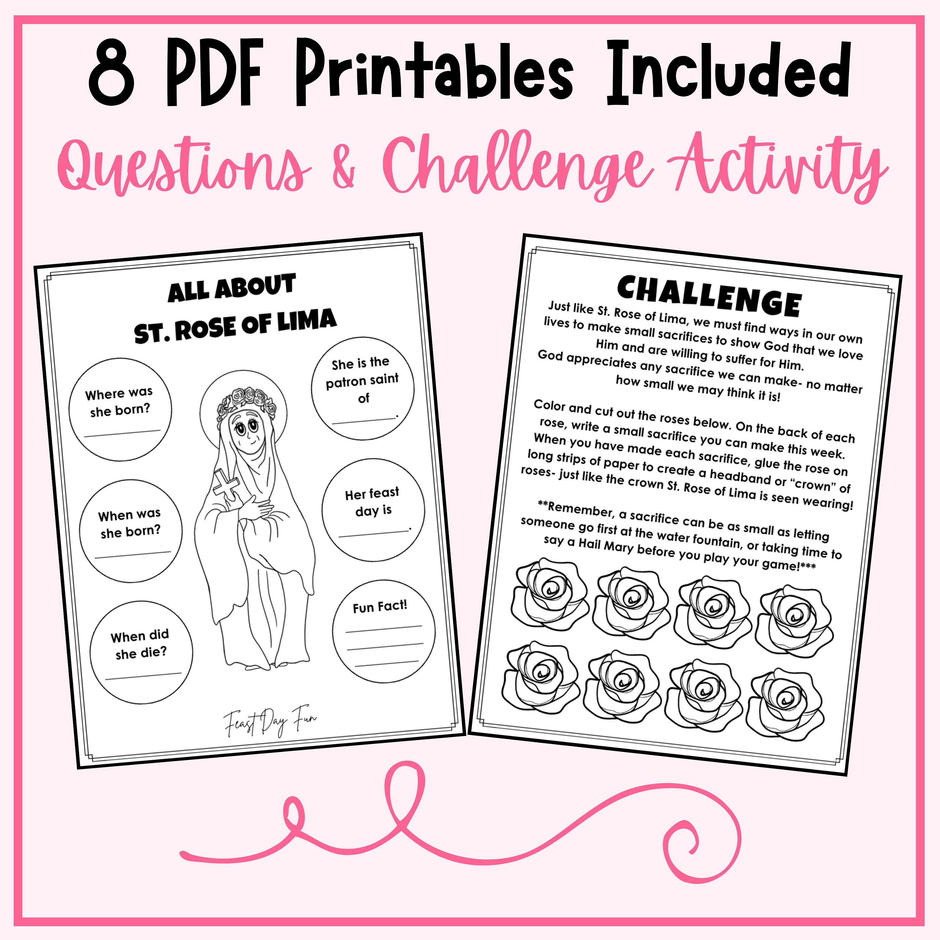 St Rose of Lima Kids Printables August Feast Day Activities Poem and ...
