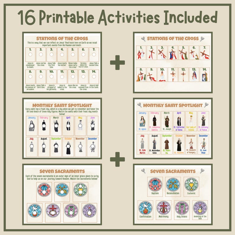 Catholic Busy Book Printable Activities for Kids Homeschool Religious ...