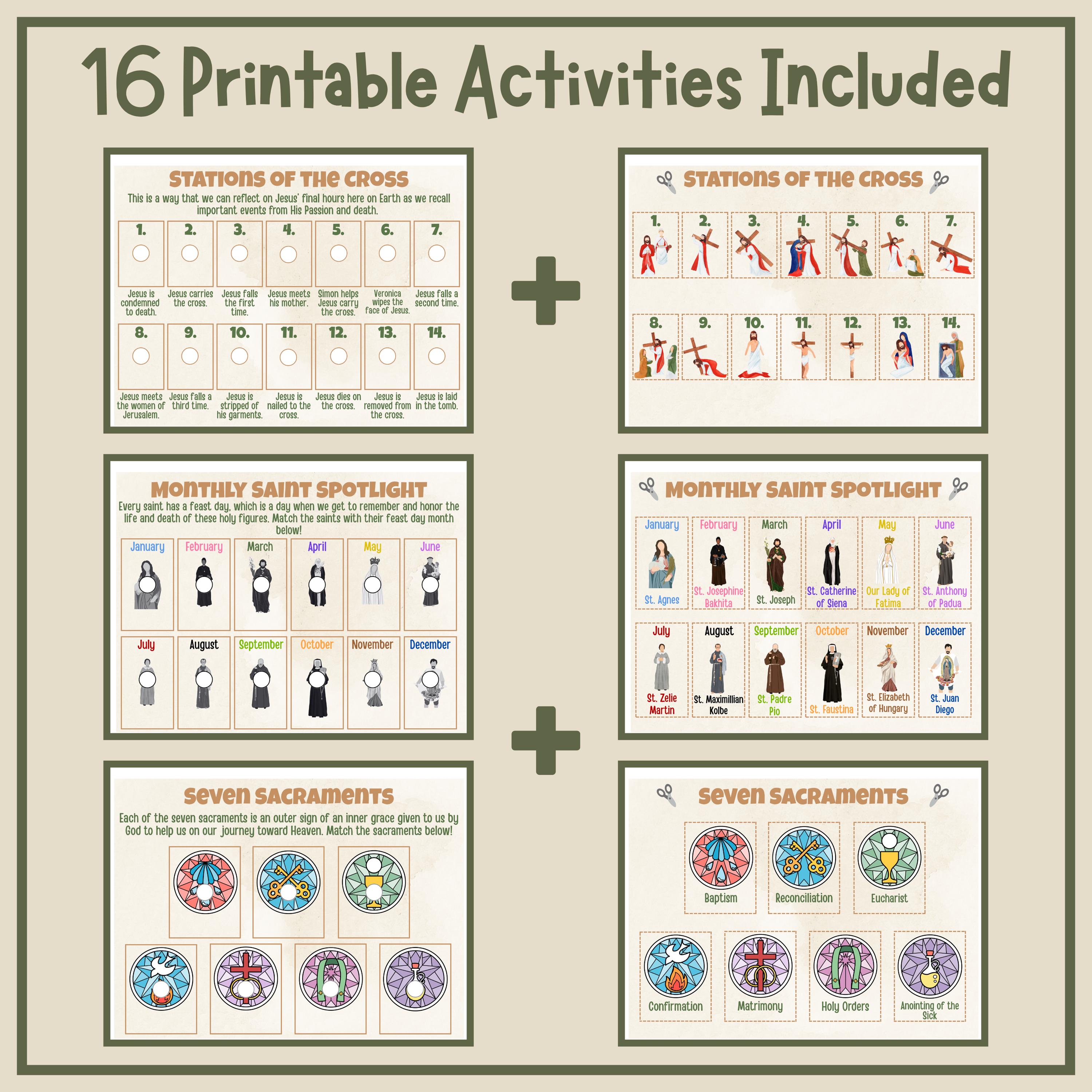 Catholic Busy Book Printable Activities for Kids Homeschool Religious ...