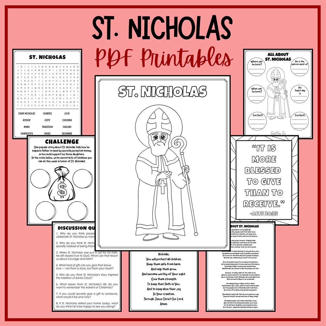St. Nicholas Feast Day Kids Activities Printable, Catholic Worksheets ...