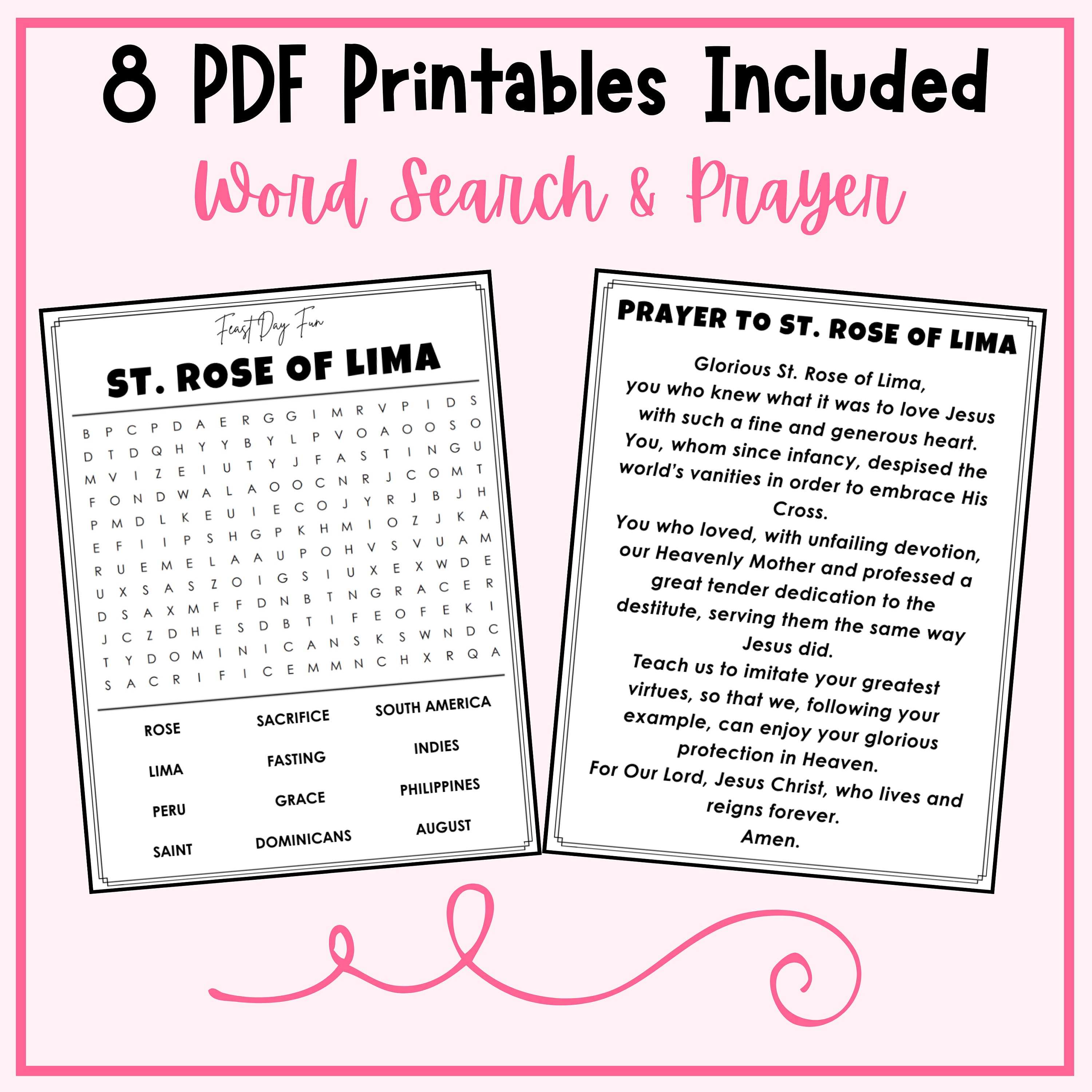 St Rose of Lima Kids Printables August Feast Day Activities Poem and ...