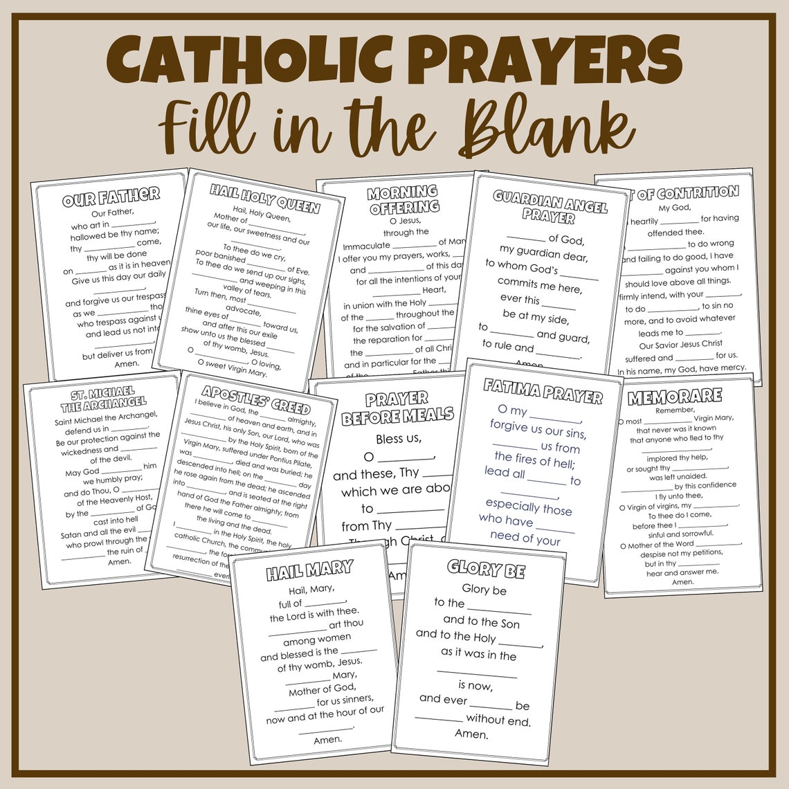 Catholic Prayers Bundle for Kids - Etsy