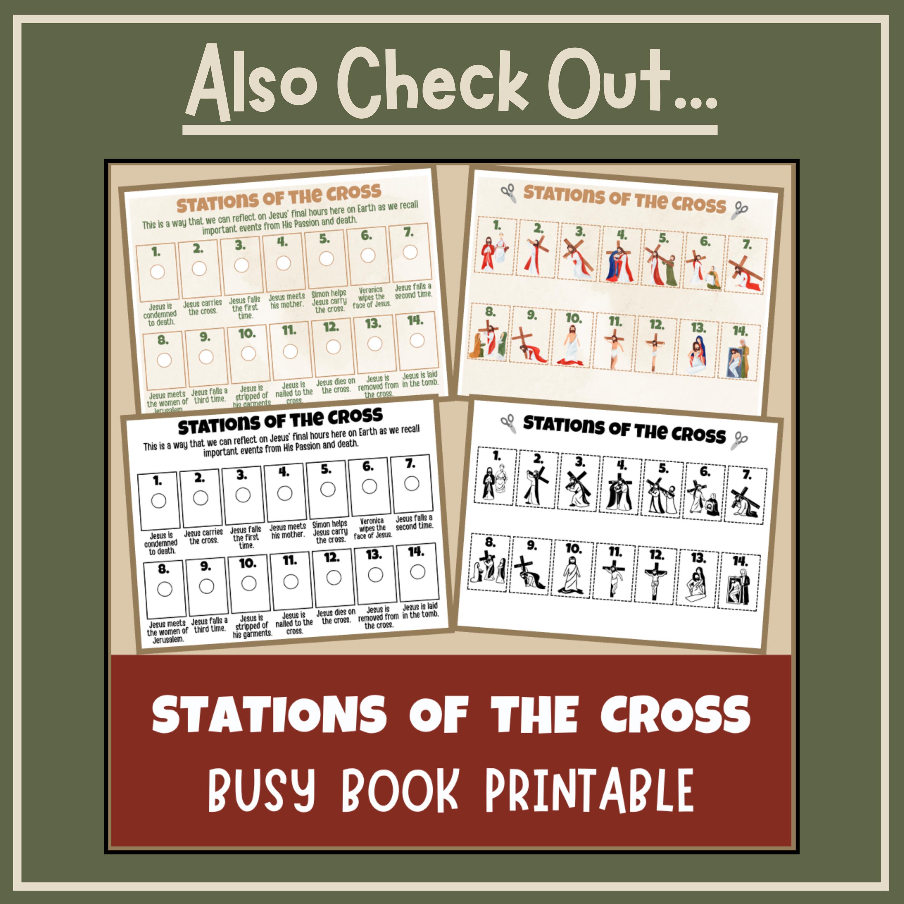 Stations of the Cross Coloring Banner Cards Kids Printable Lent ...