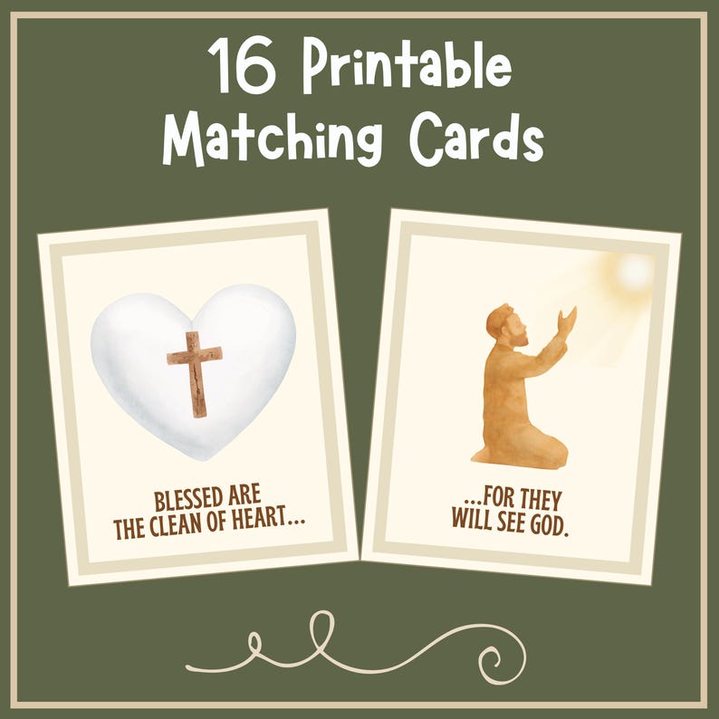 Beatitudes Matching Cards Printable Mass Bible Games Activities Kid ...