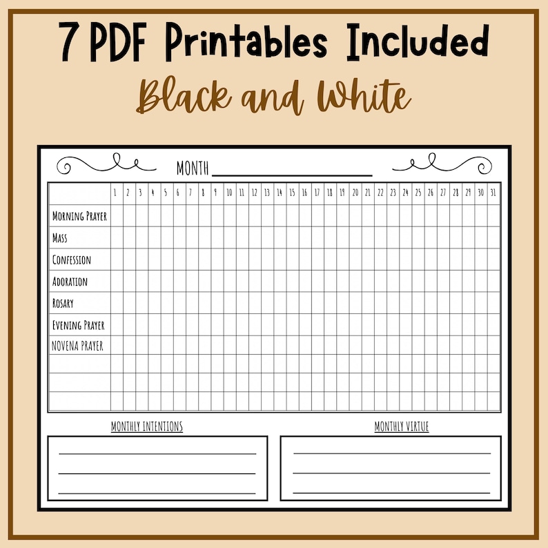 Catholic Monthly Habit Tracker Planning Printable, Spiritual ...