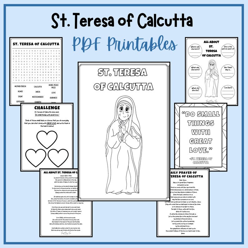 St. Teresa of Calcutta Feast Day Printable, Mother Teresa Kids ...