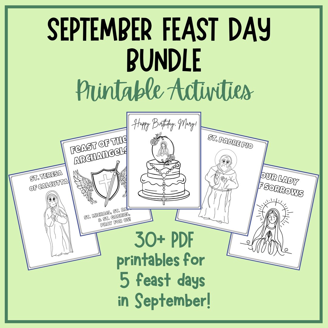September Saint Feast Day BUNDLE Printable Catholic Activities Poem and ...