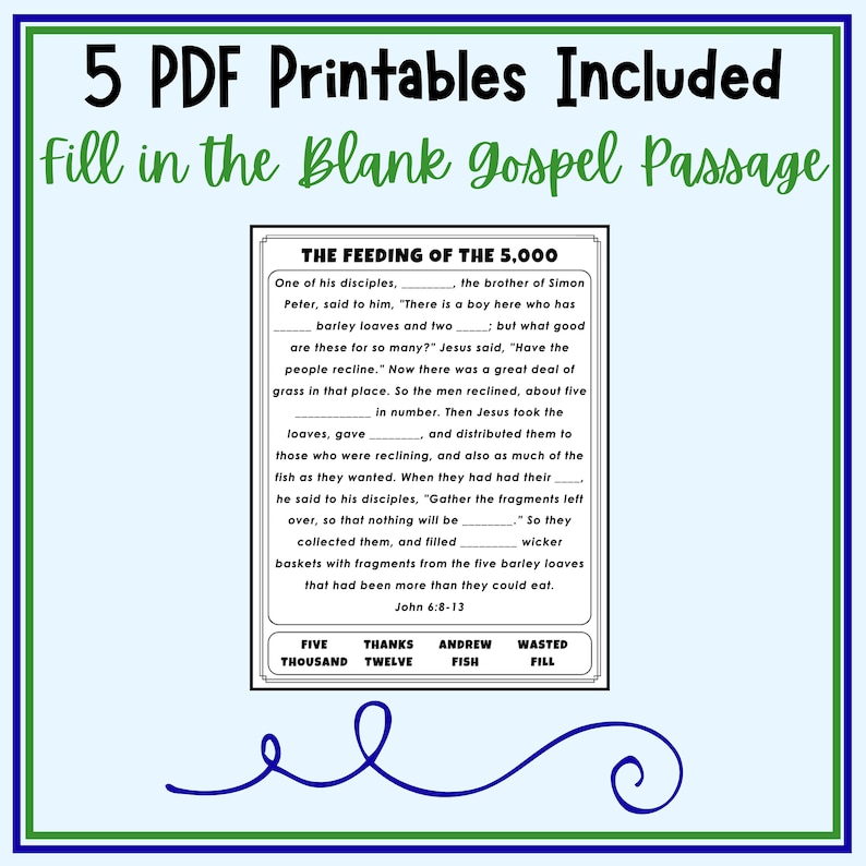 Feeding of the 5,000 Printable Kids Activities Coloring Pages Word ...