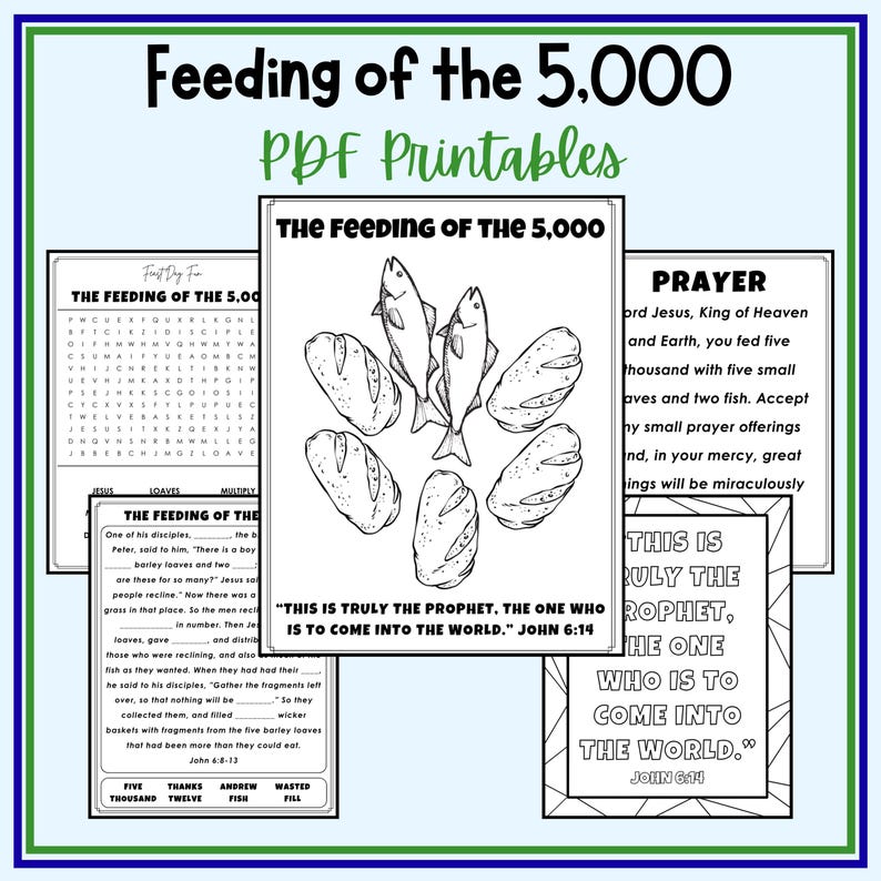 Feeding of the 5,000 Printable Kids Activities Coloring Pages Word ...