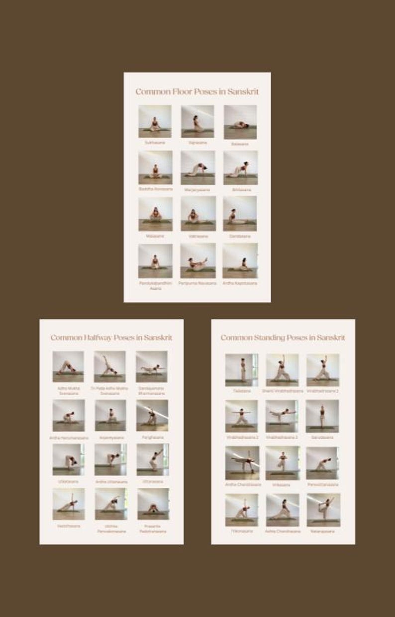 Common Poses in Sanskrit (PDF Posters) - Etsy