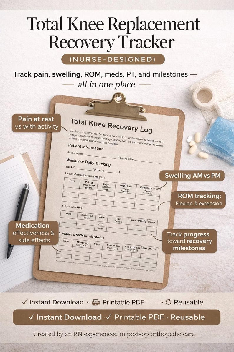 Total Knee Replacement Recovery Guide & Surgery Checklist | Nurse ...