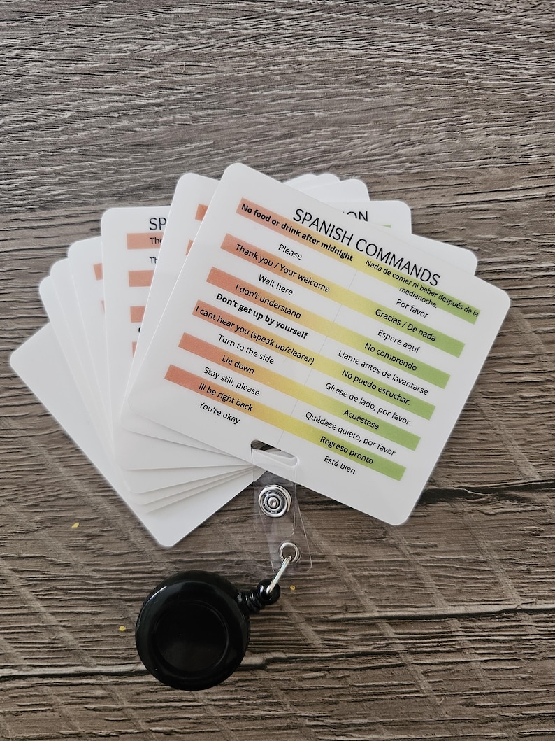 Spanish Nurse Reference Badge Card, Medical Spanish, Interpreter Badge ...