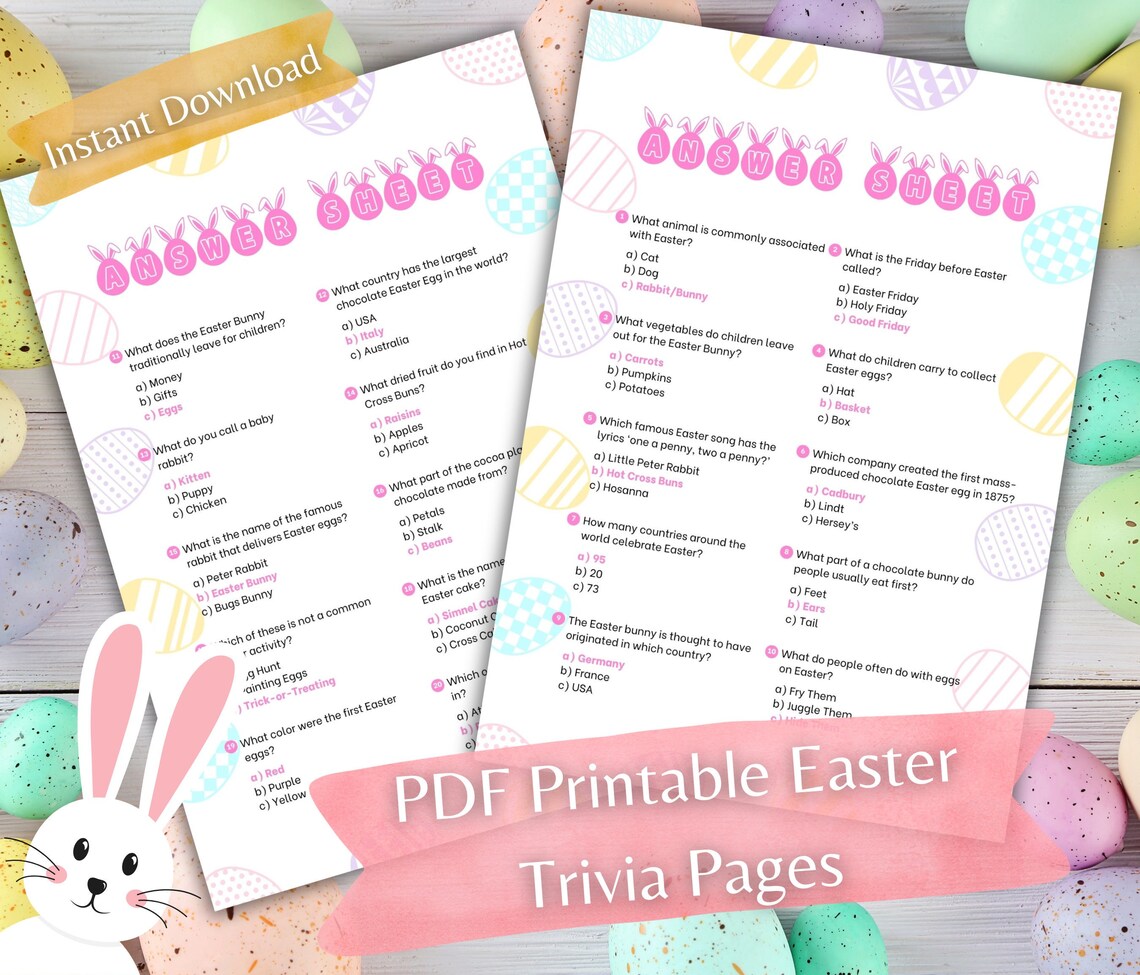 Easter Trivia Printable PDF for Kids Fun Easter Quiz With Answers ...