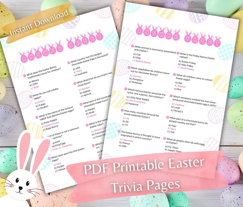 Easter Trivia Printable PDF for Kids Fun Easter Quiz With Answers ...