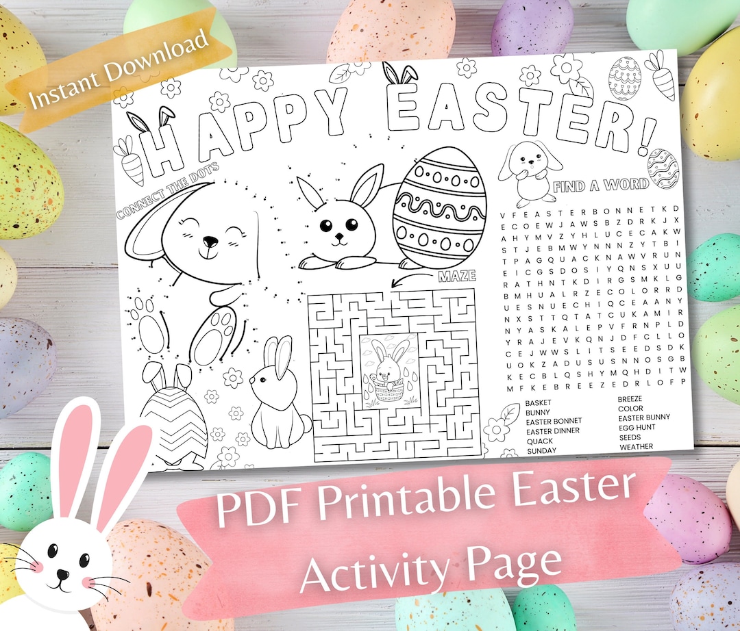Easter Printable Activity Place Mat for Kids - Instant Download PDF ...