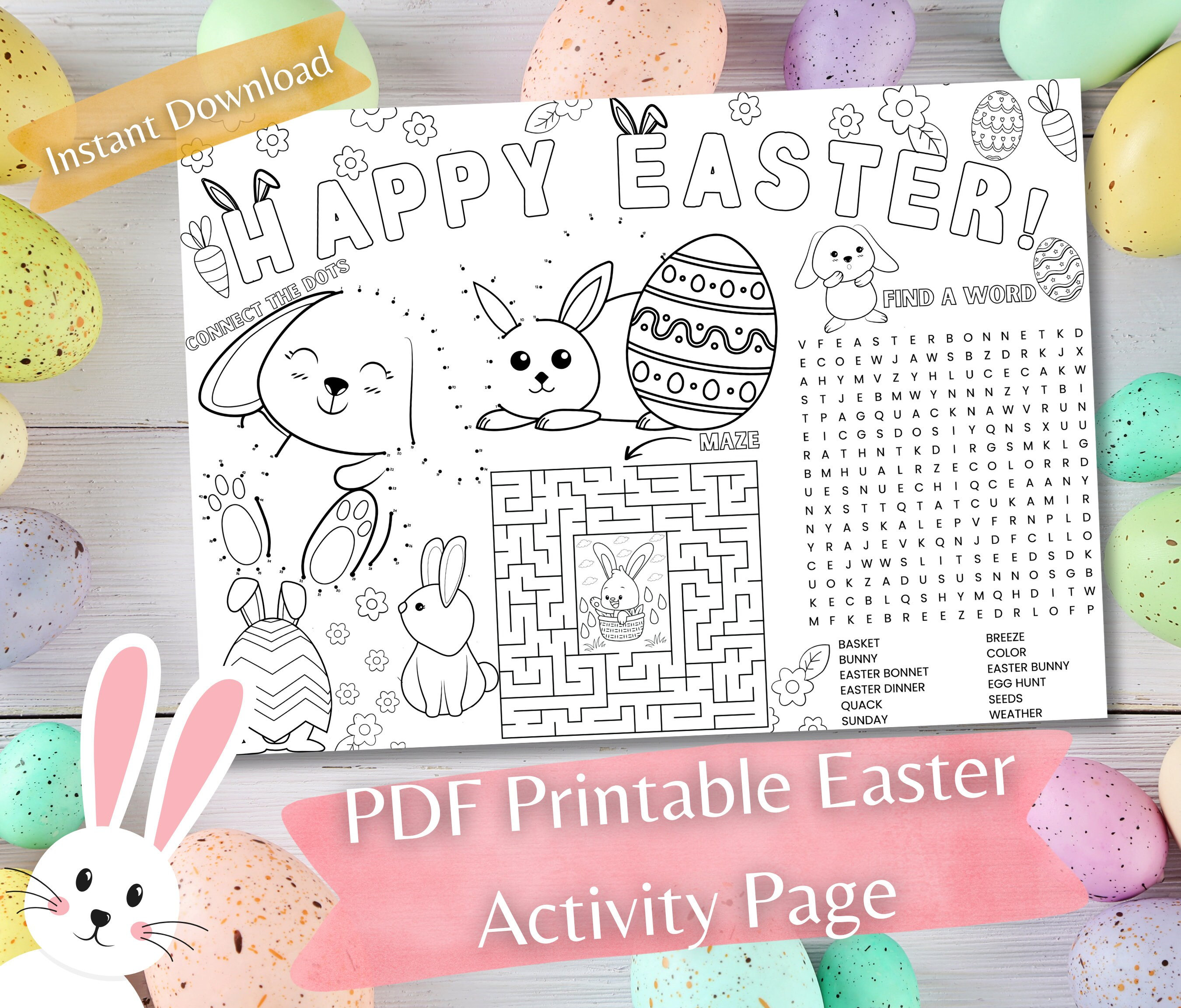 Easter Printable Activity Place Mat for Kids - Instant Download PDF ...