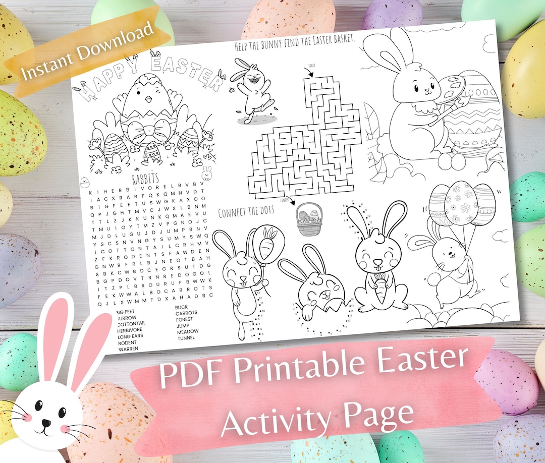 Easter Printable Activity Page for Kids - Instant Download PDF - Fun ...