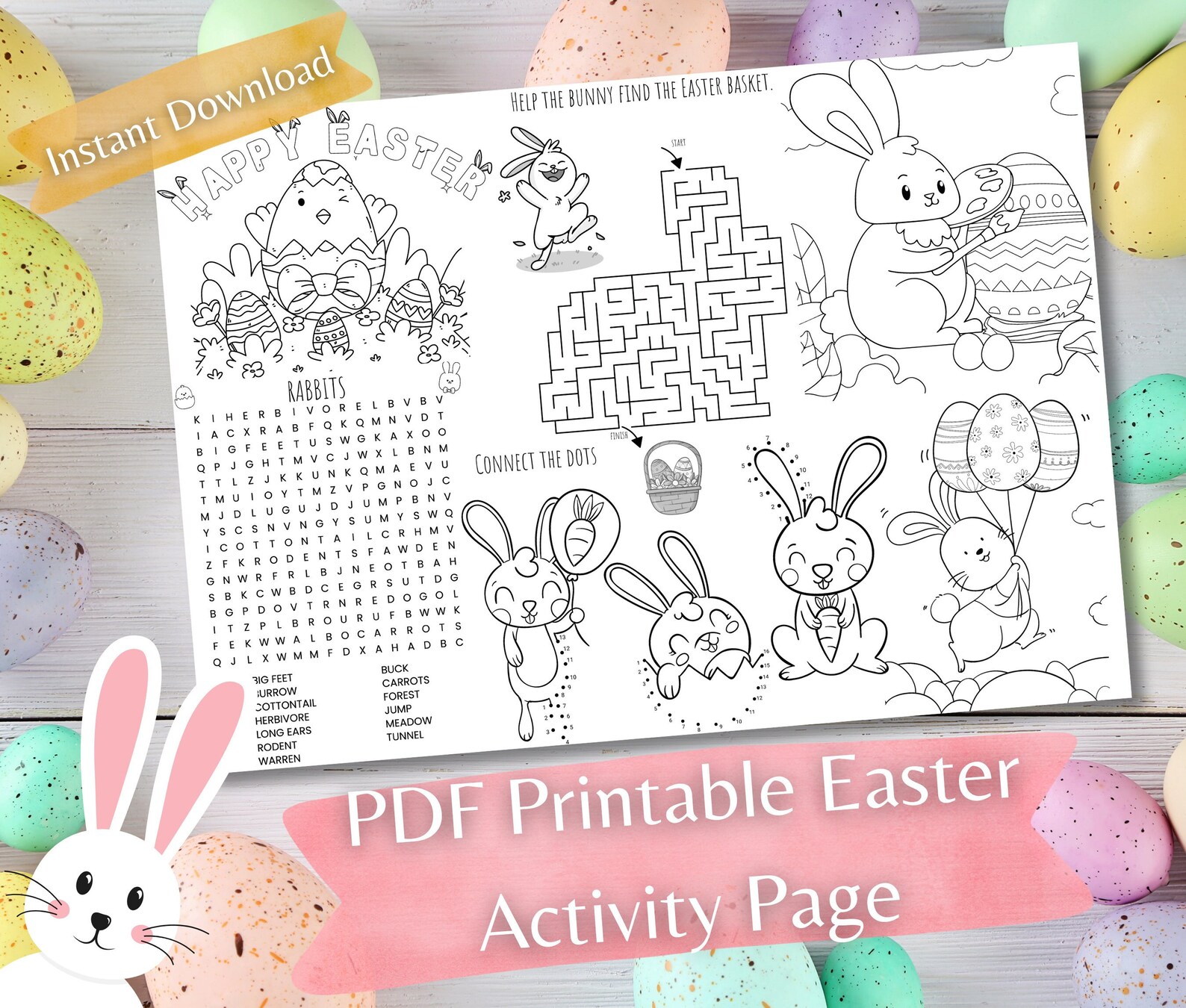 Easter Printable Activity Page for Kids - Instant Download PDF - Fun ...