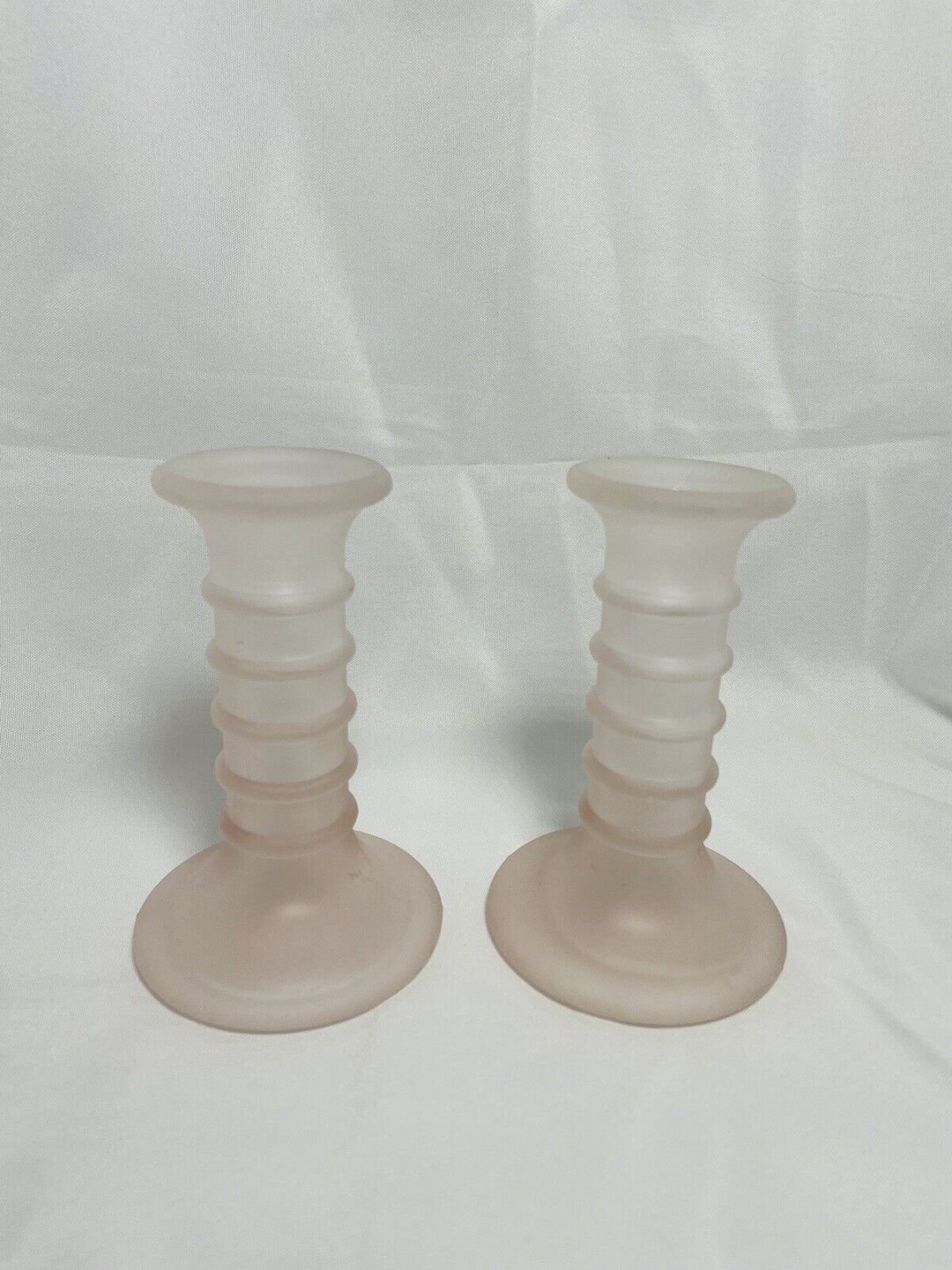 Pink Frosted Glass Candlesticks - Etsy