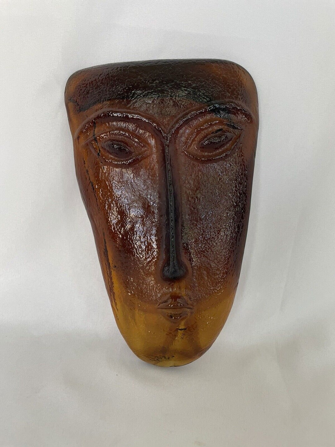Vintage Sky Dreamer by Jaramillo Bros Art Glass Face Mask Brown Wall ...
