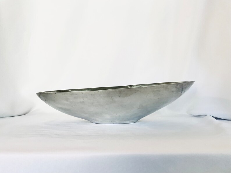 Vintage Angled Oval Bowl Silver Pewter Anna Everlund Mid Century Modern ...