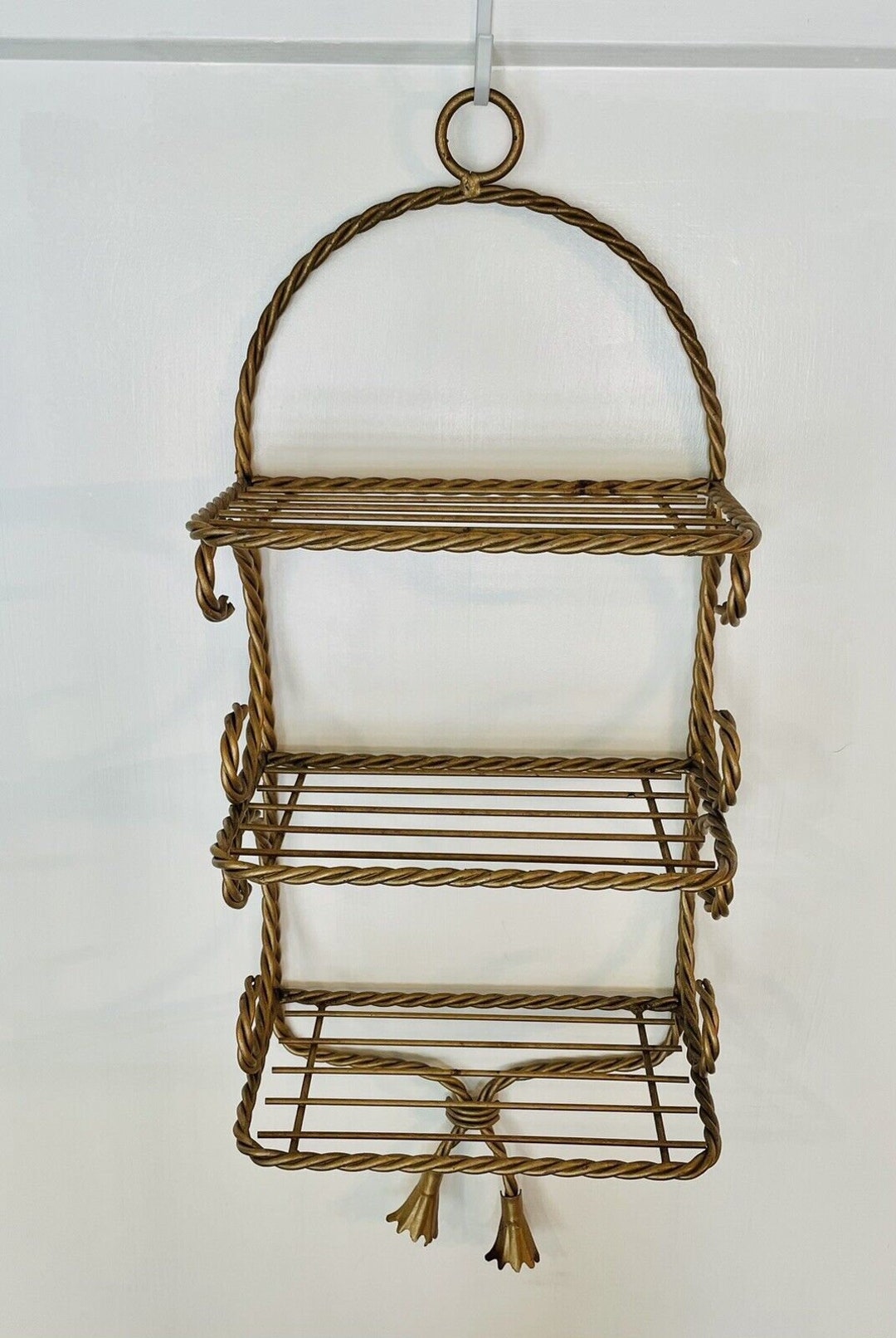 MCM Homco Brass Wall Shelf Home Interiors Twisted Metal 3 Tier Shelf - Etsy