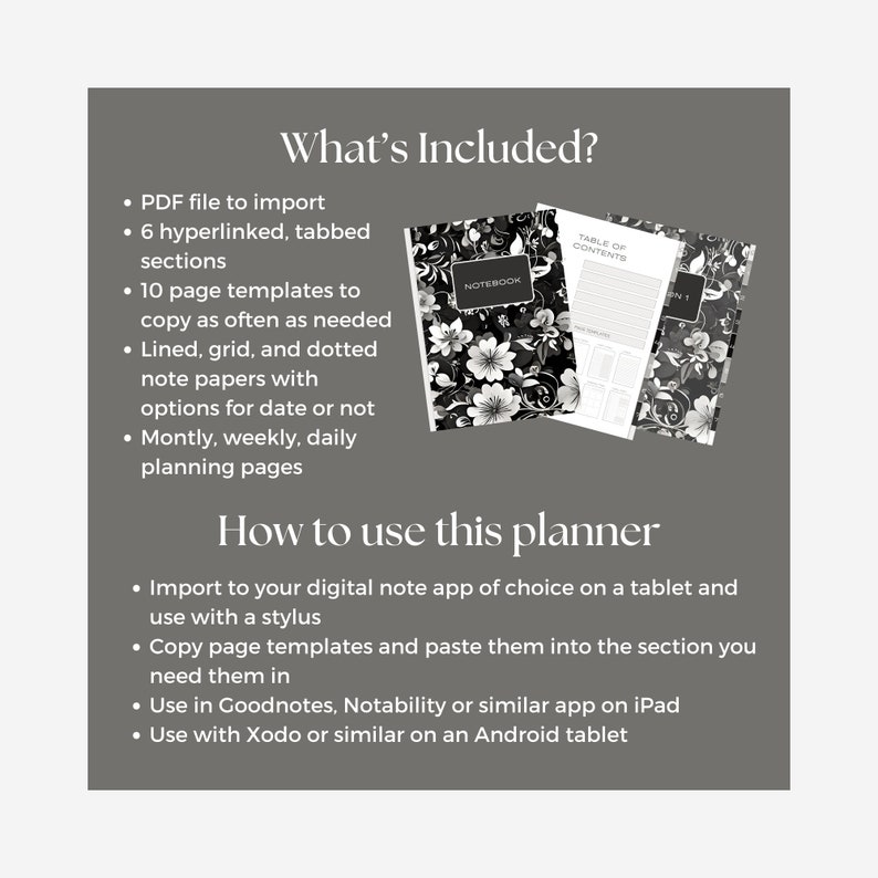 Goodnotes Notebook Dividers, 6 Sections, INSTANT DOWNLOAD, 10 Page ...