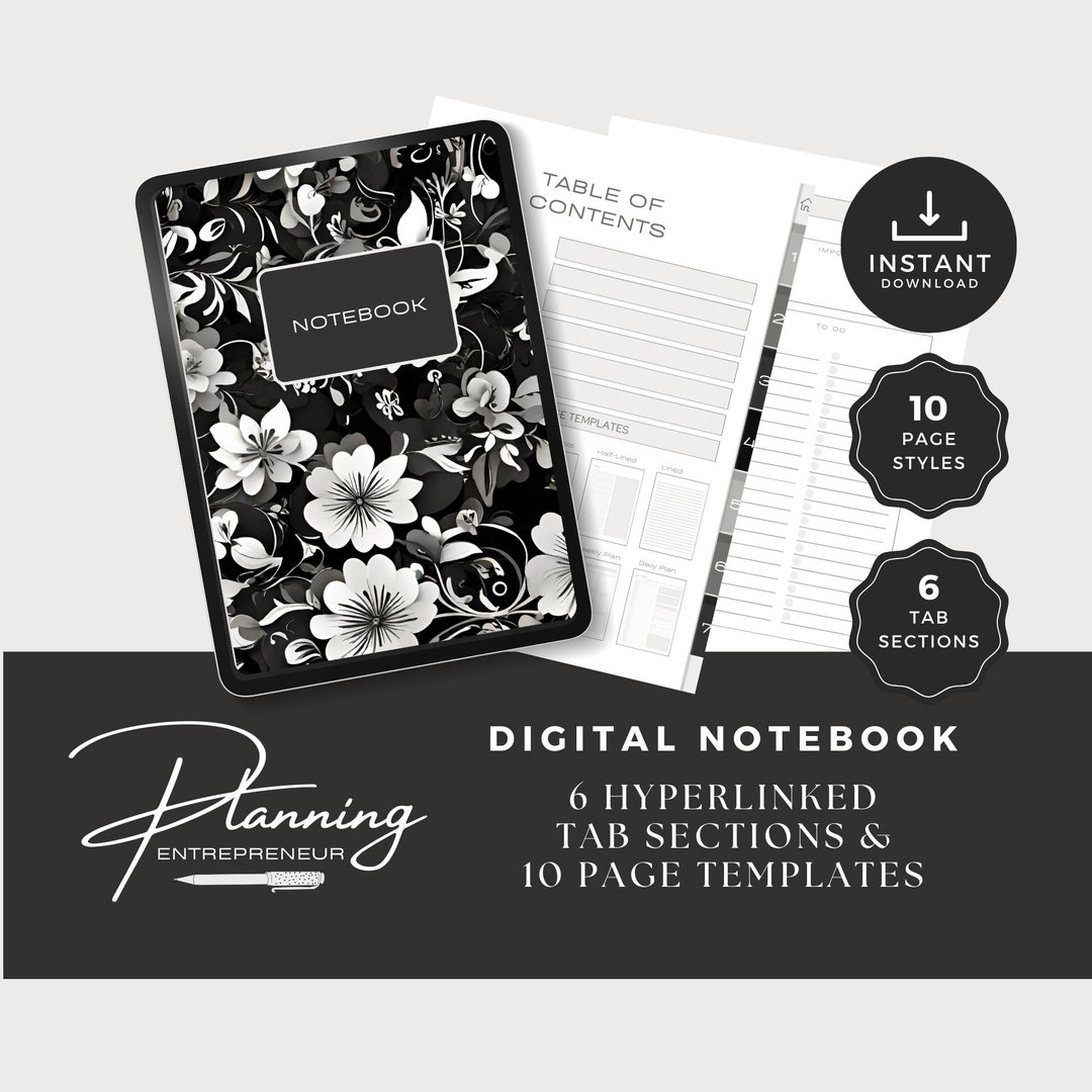 Goodnotes Notebook Dividers, 6 Sections, INSTANT DOWNLOAD, 10 Page ...