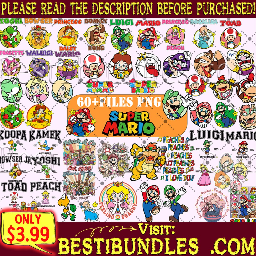 60 Super Mario Png Bundle, Super Mario Png, Mario Family Png, Mario ...