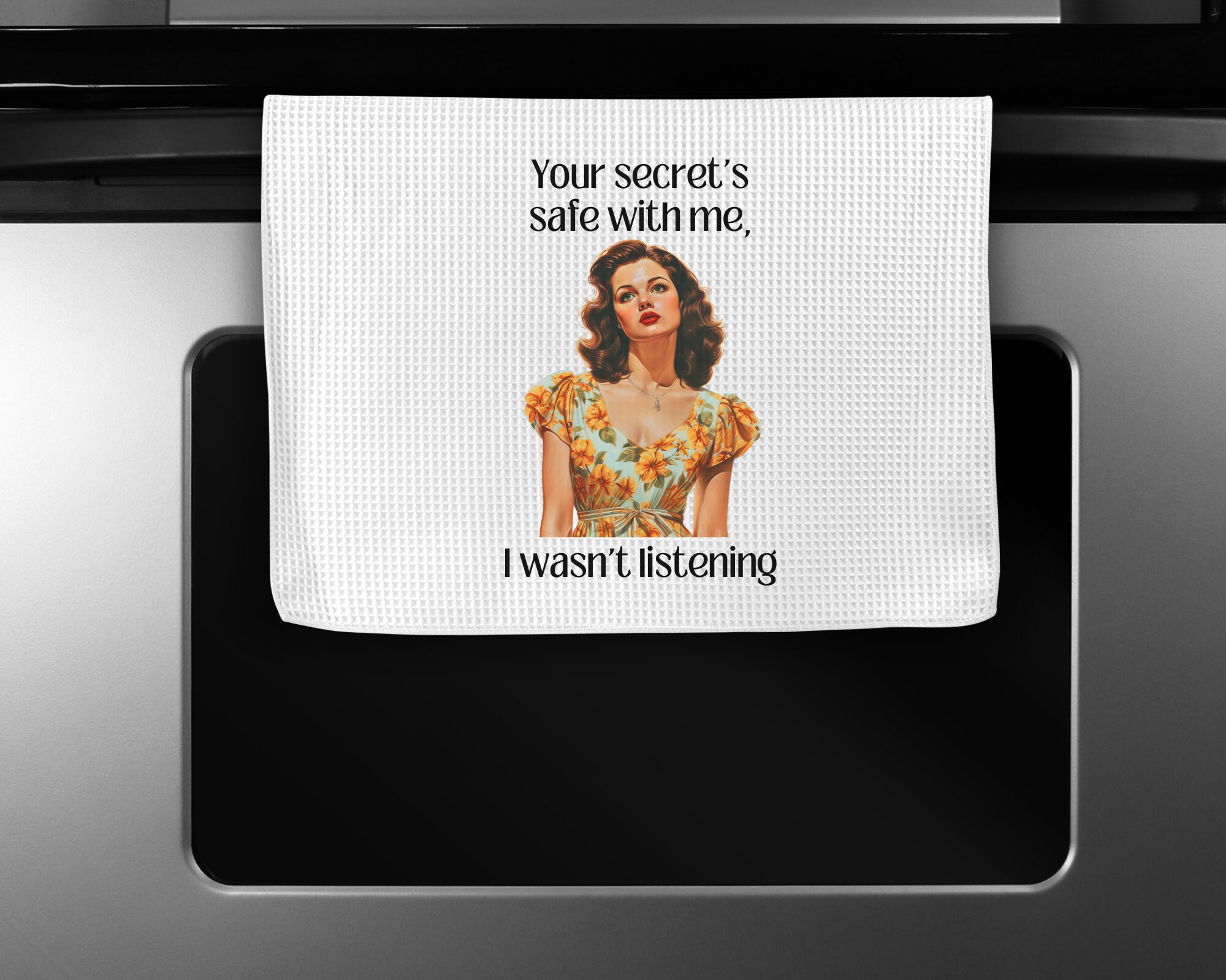 Retro Sassy Hand Towel Funny Housewife Tea Towel Humorous Female Dish ...