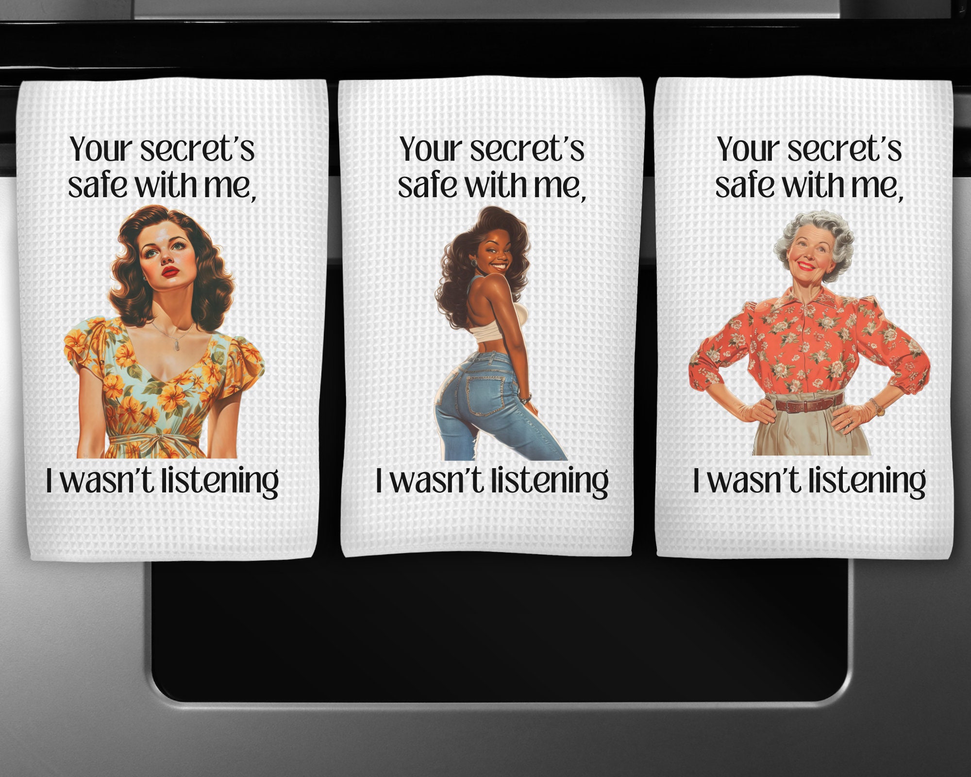 Retro Sassy Hand Towel Funny Housewife Tea Towel Humorous Female Dish ...