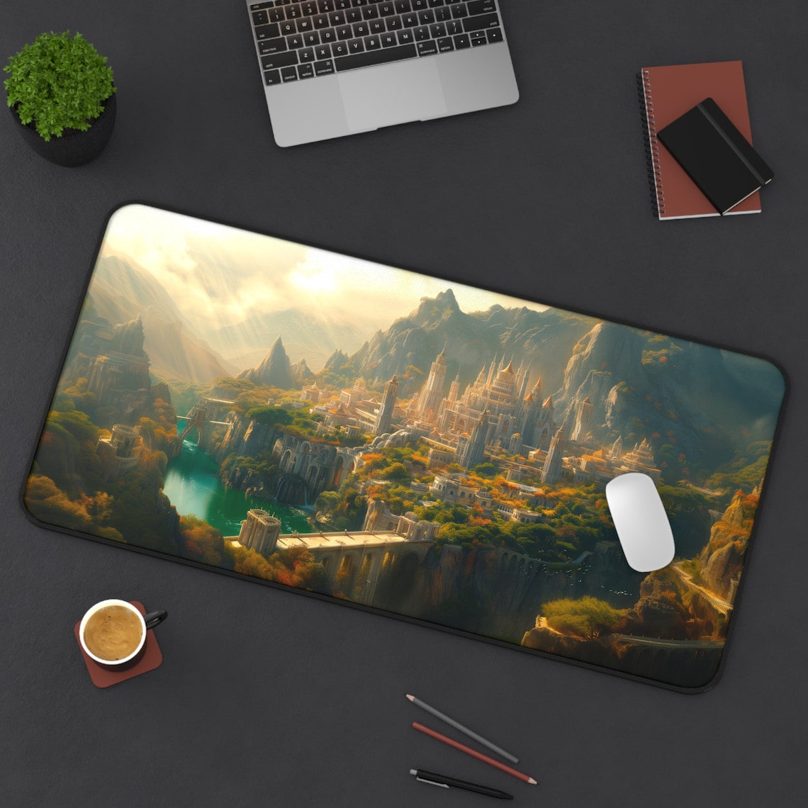 Kingdom of the Elves Fantasy Gaming Desk Mat, Scenic , Elf, TCG Playmat ...