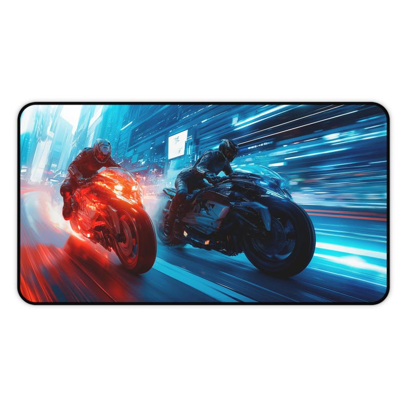 Futuristic Motorcycle Race Playmat, Desk Mat for Sci-fi Racing Game ...