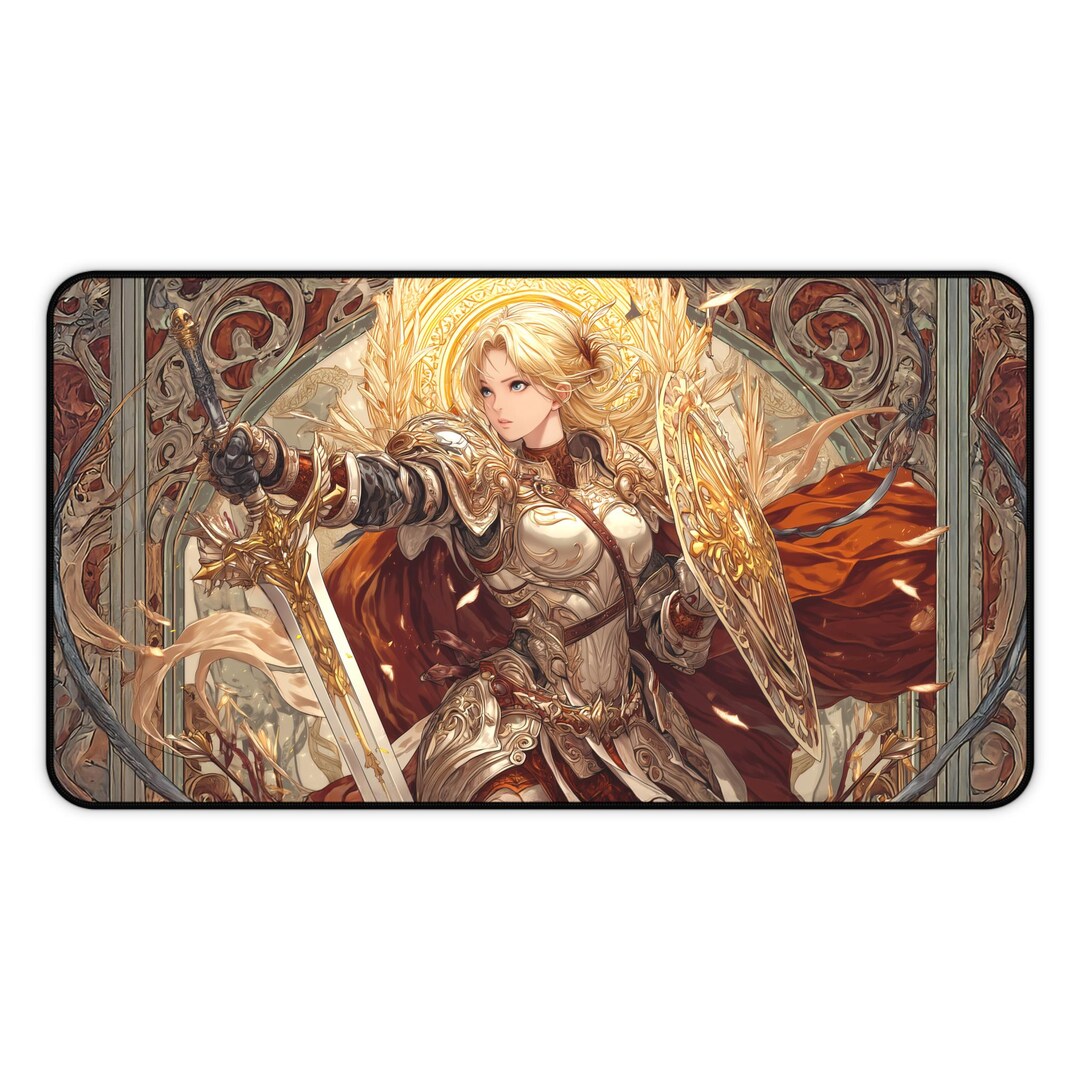 Paladin Desk Mat, Anime Playmat, Art Nouveau Fantasy, Angelic Mouse Pad ...