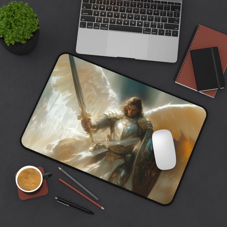 Archangel Religious Desk Mat, Armor of God Angel Playmat, Christian ...